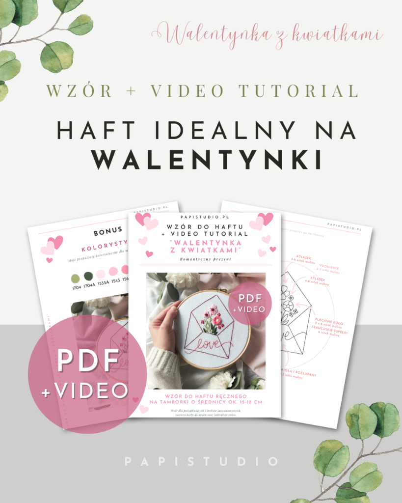 „Walentynka z kwiatkami” – wzór do haftu + video tutorial – PAPI studio